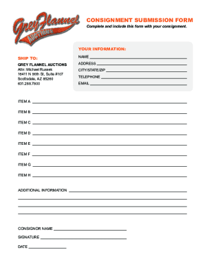Fillable Online CONSIGNMENT SUBMISSION FORM Fax Email Print - pdfFiller