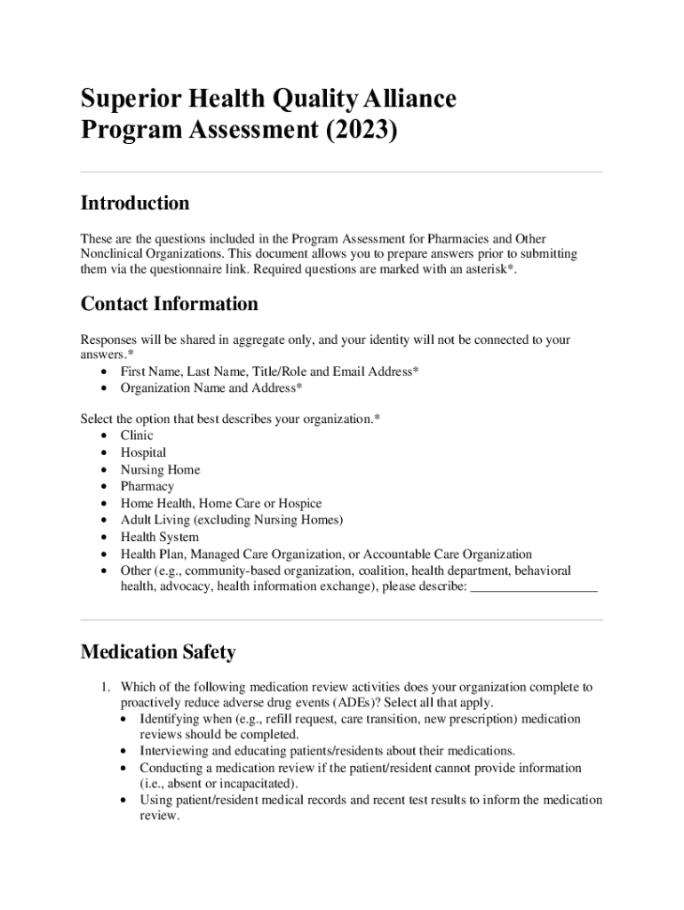 Fillable Online Superior Health Quality Alliance: Home Fax Email Print ...