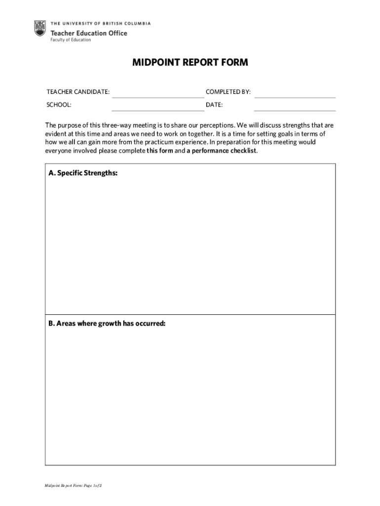 Fillable Online MIDPOINT REPORT FORM Fax Email Print - pdfFiller