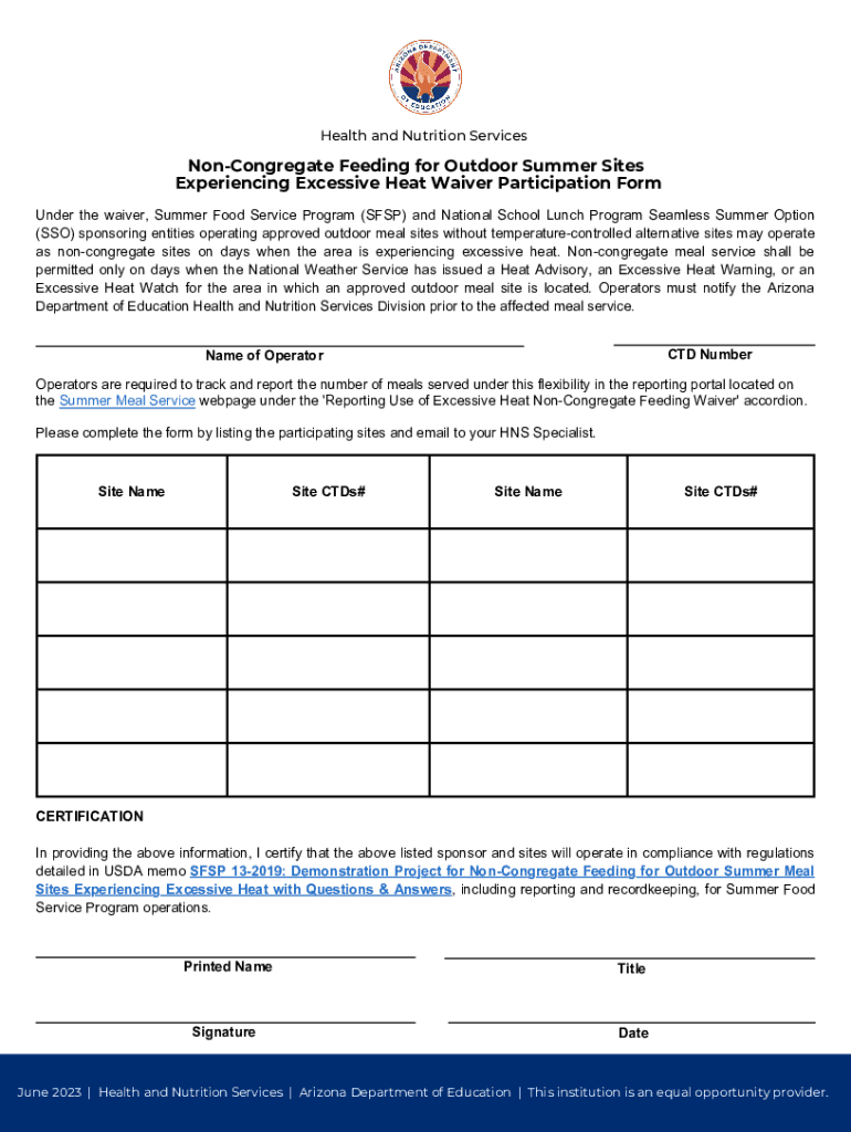 Fillable Online 22-23 SSO Heat Waiver Participation Form Fax Email ...