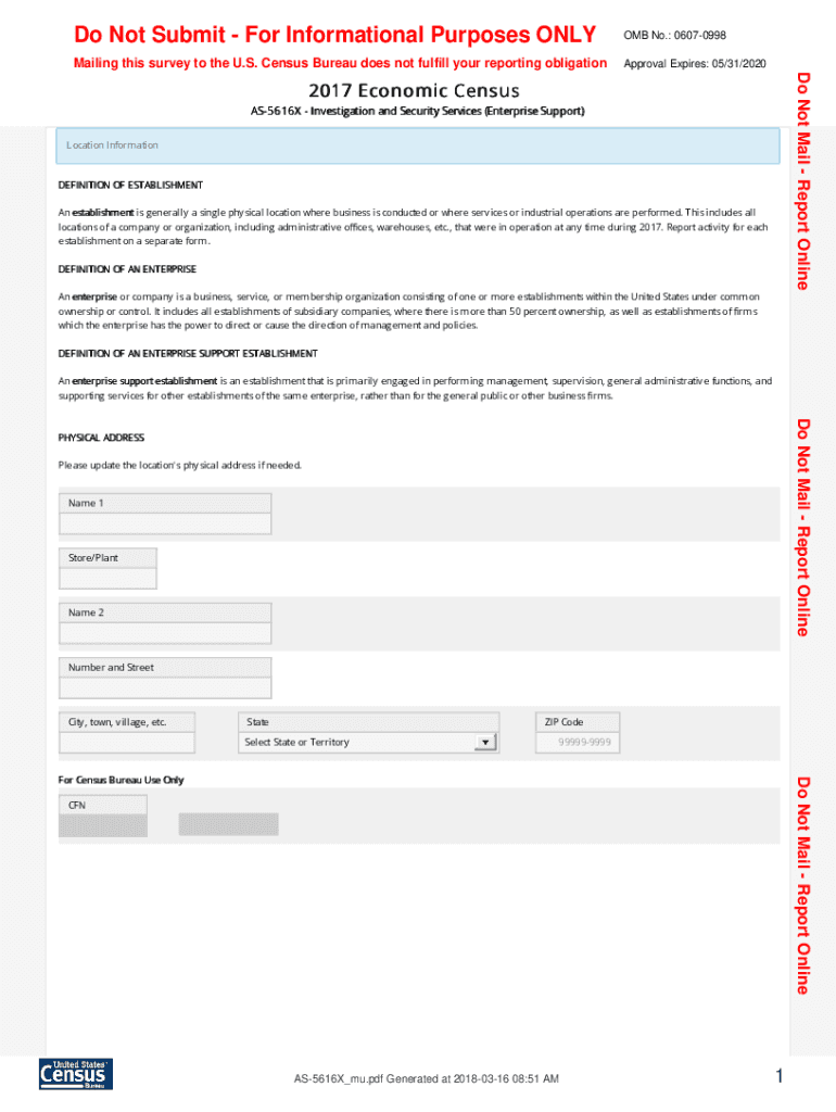 Fillable Online bhs econ census This is not a survey for visual ...