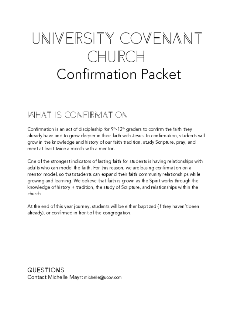 Fillable Online An Introduction to Discipleship/Confirmation Fax Email ...