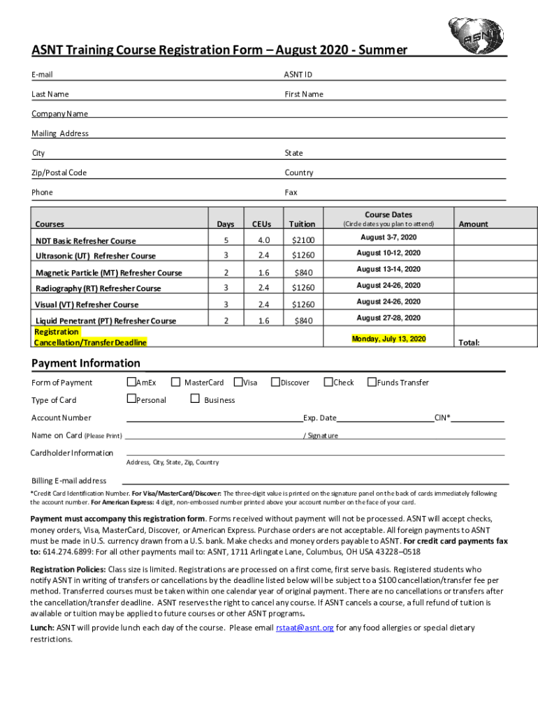 Fillable Online Non-Destructive Testing & Inspection Training - ATTAR ...
