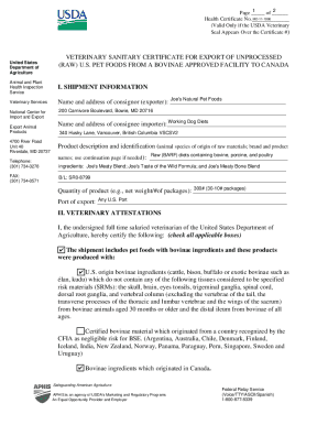 Fillable Online Health Certificate No (Valid only if the USDA ...