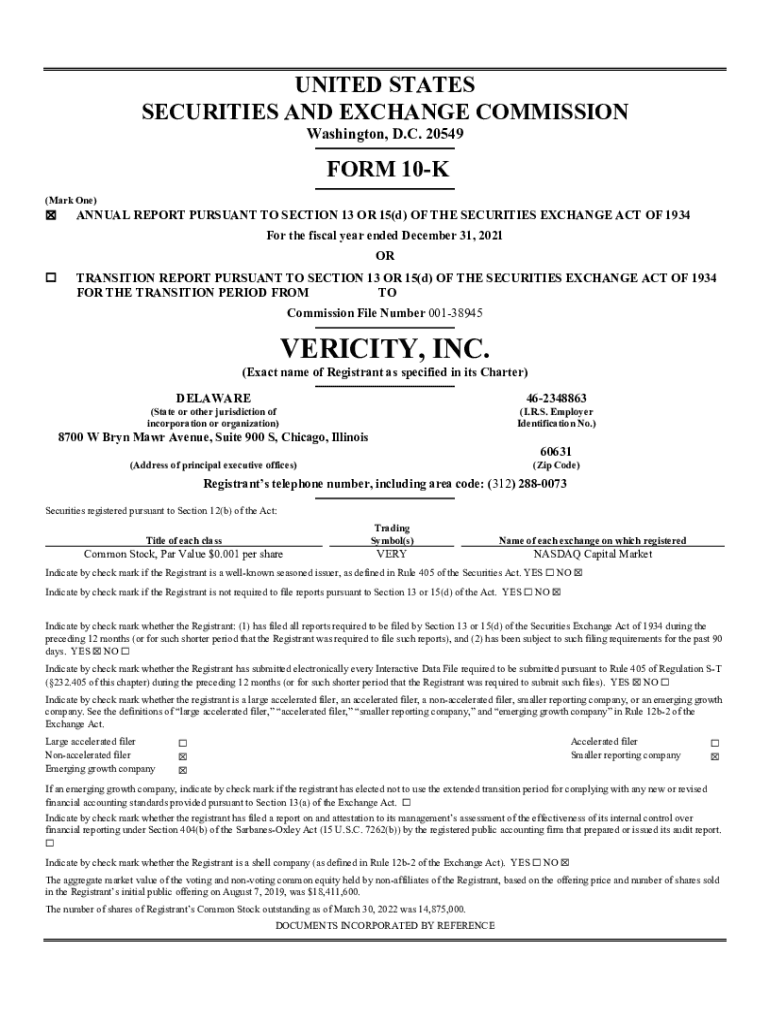 Fillable Online VERICITY, INC.10K2022V1 Fax Email Print - pdfFiller