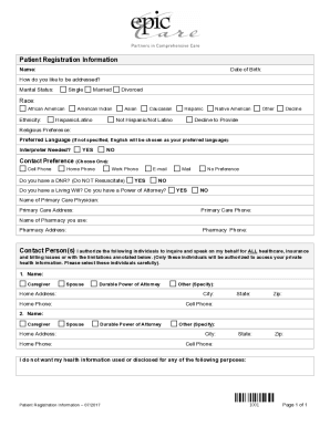 Fillable Online PATIENT INFORMATION UPDATE Name Fax Email Print - pdfFiller