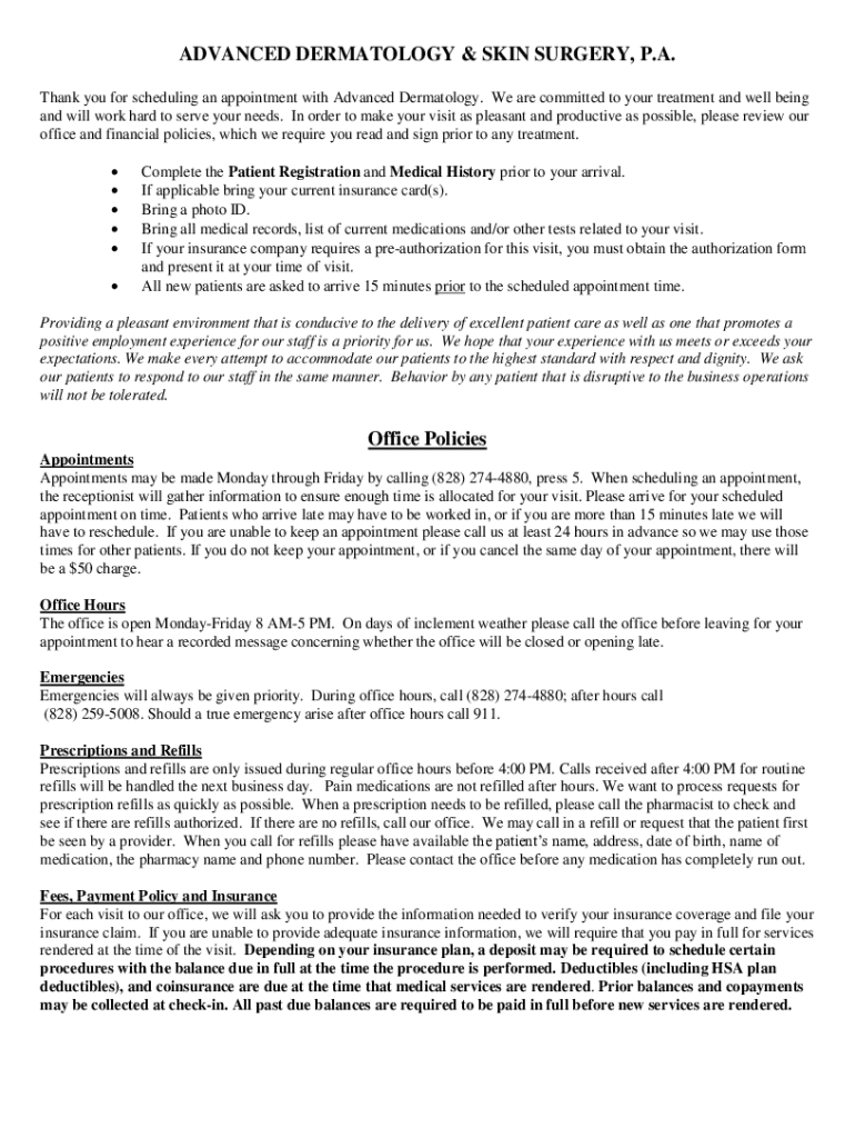 Fillable Online Advanced Dermatology & Skin Care Centre - Skin ... - Mobile Fax Email Print ...