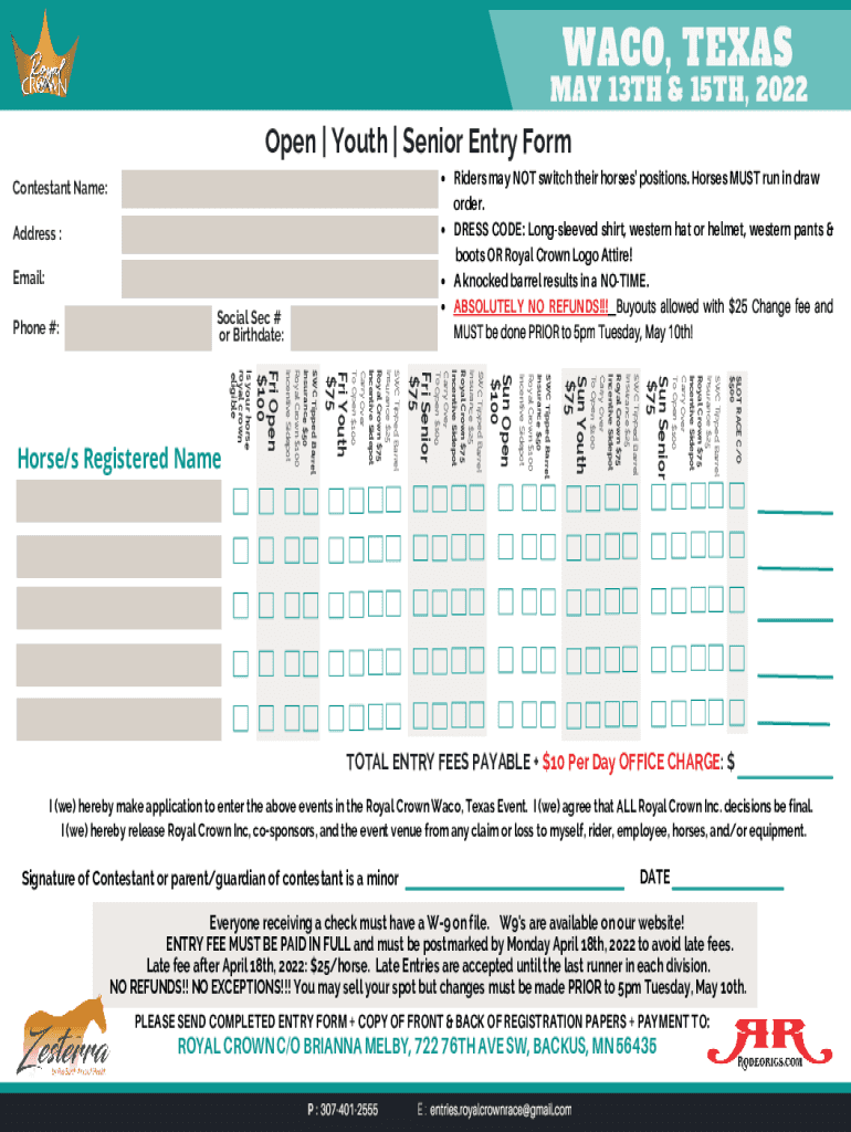 Fillable Online Waco Entry Forms Fax Email Print - pdfFiller