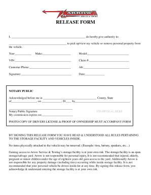 Fillable Online Auto Letter Release Vehicle Sample - Fill Online ...