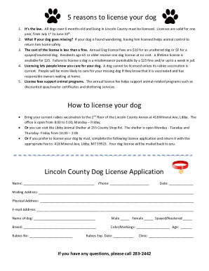 Fillable Online 5 reasons to license your dog Fax Email Print - pdfFiller