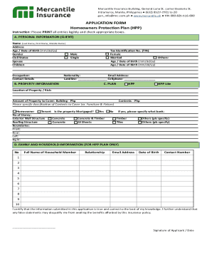 Fillable Online Application Form - Homeowners Protection Plan (HPP) Fax ...