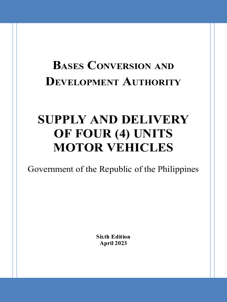 Fillable Online bcda gov Supply and Delivery of Four (4) Units Motor Vehicles Fax Email Print ...