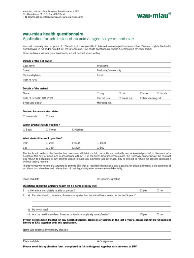 Fillable Online Information sheet on ERV European Travel Insurance ...