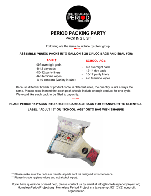 Fillable Online Period Packing Party Form.docx Fax Email Print - pdfFiller