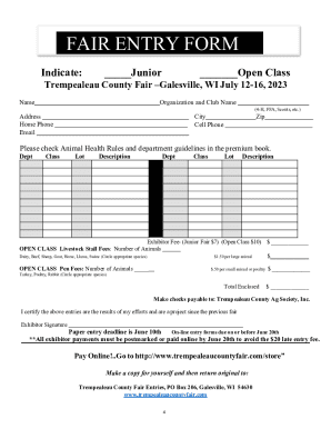 Fillable Online FAIR ENTRY FORM Fax Email Print - pdfFiller