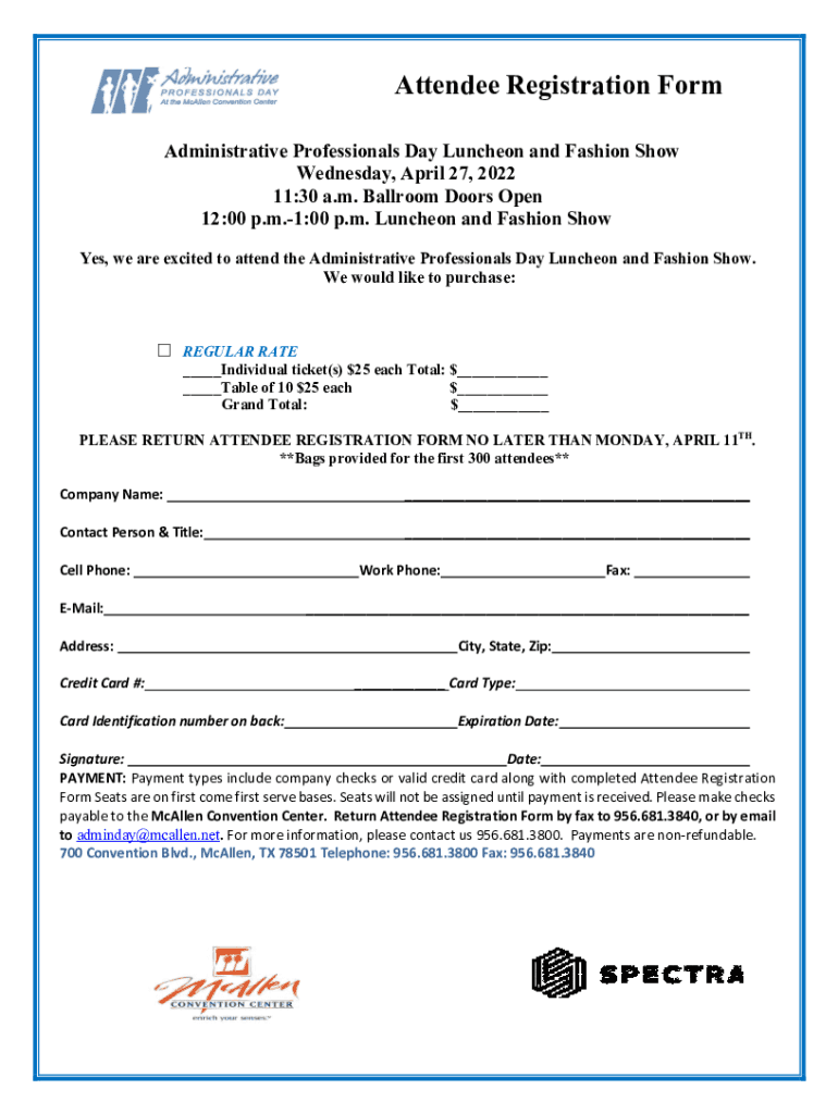Fillable Online 2022 Attendee Registration Form.docx Fax Email Print ...