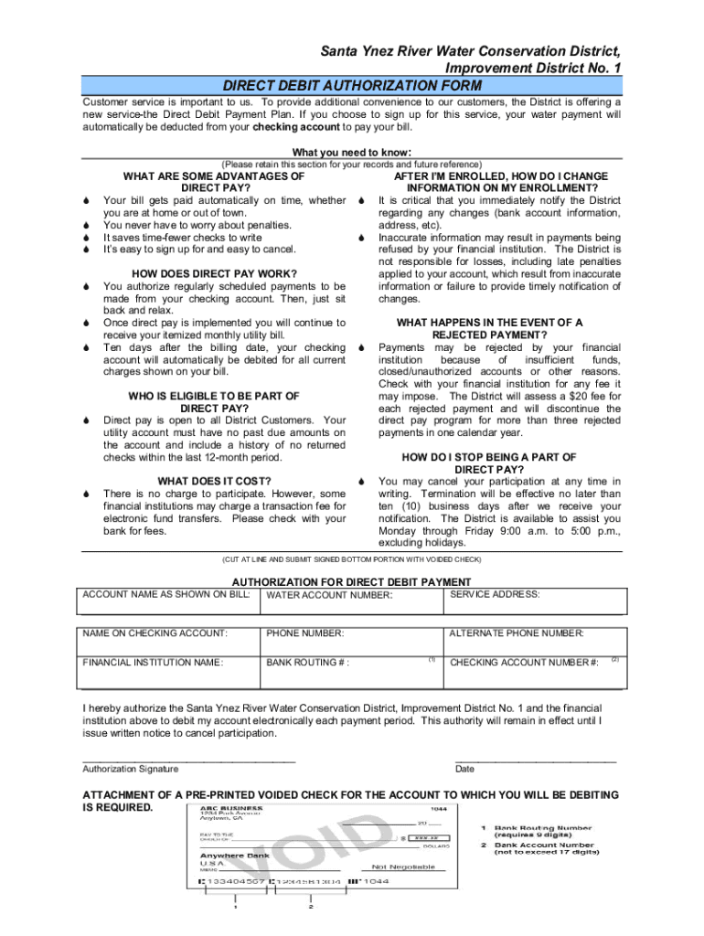 Fillable Online Direct+Debit+Authorization+Form ... Fax Email Print - pdfFiller