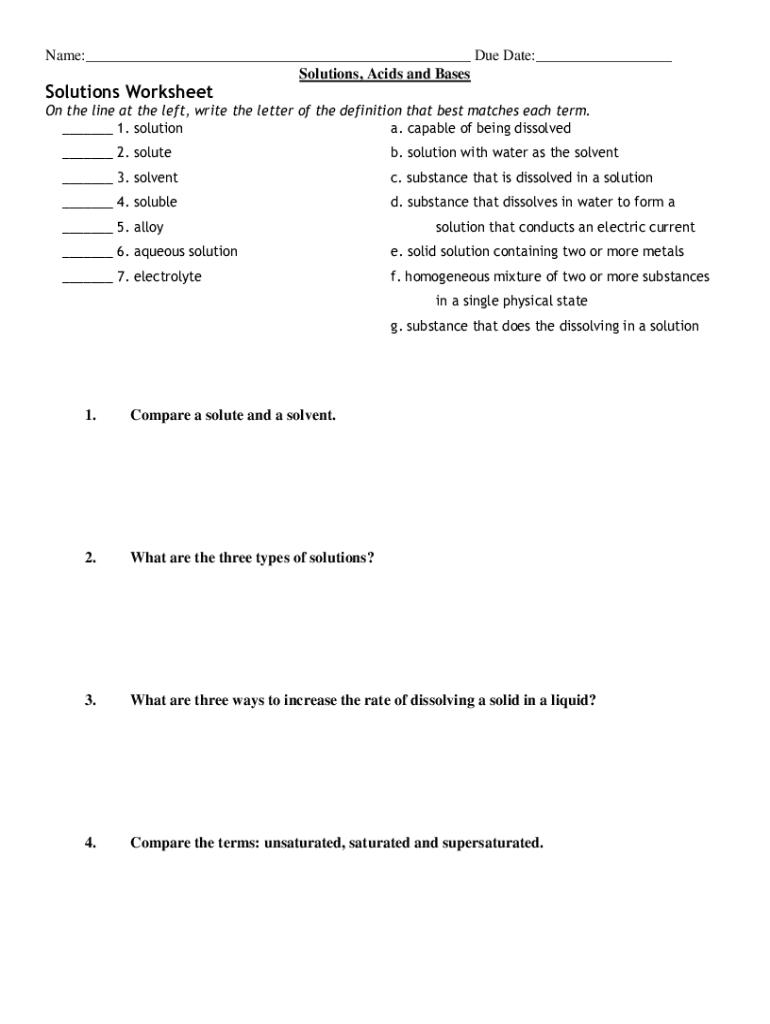 Fillable Online Solutions Worksheet.pdf - Solutions Worksheet On the ...