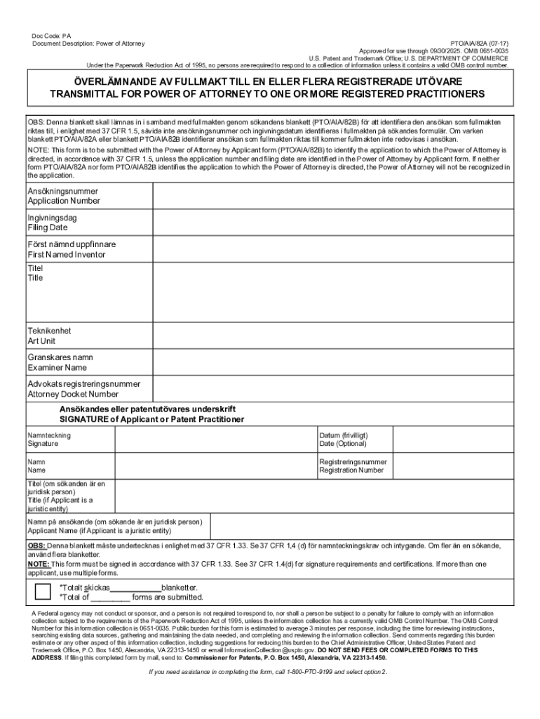 Fillable Online Transmittal For Power Of Attorney To One Or More ...