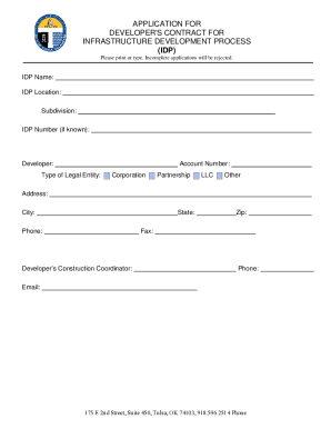 Fillable Online Infrastructure Development Plan (IDP) Application Form Fax Email Print - pdfFiller