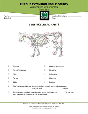 Fillable Online extension purdue beef skeletal parts - Purdue Extension ...