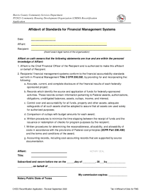 Fillable Online Affidavit of Standards for Financial Management Systems Fax Email Print - pdfFiller