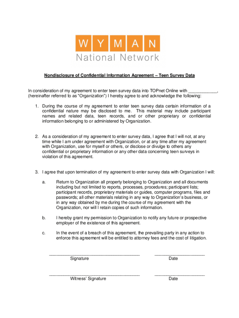 Fillable Online Confidentiality Statement for Survey Participants Fax ...