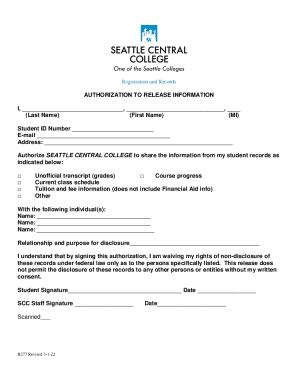 Fillable Online AUTHORIZATION TO RELEASE INFORMATION I Fax Email Print - pdfFiller