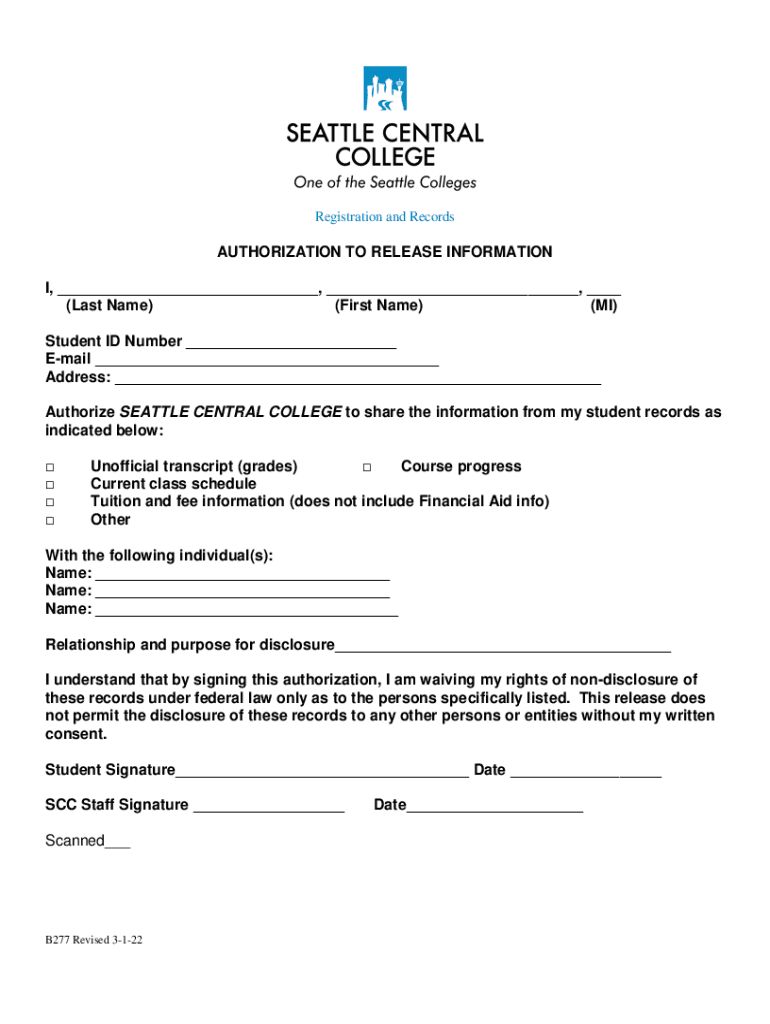 Fillable Online AUTHORIZATION TO RELEASE INFORMATION I Fax Email Print - pdfFiller