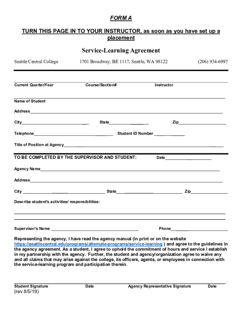 Fillable Online TURN THIS PAGE IN TO YOUR INSTRUCTOR, as soon as you have set up a placement Fax ...