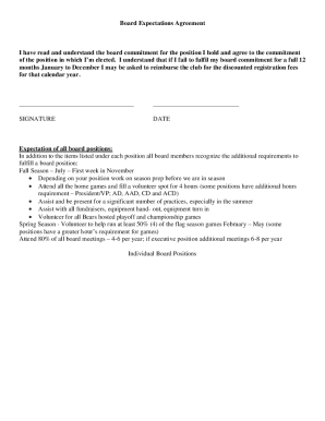 Fillable Online Board Member Expectation Agreement Fax Email Print ...