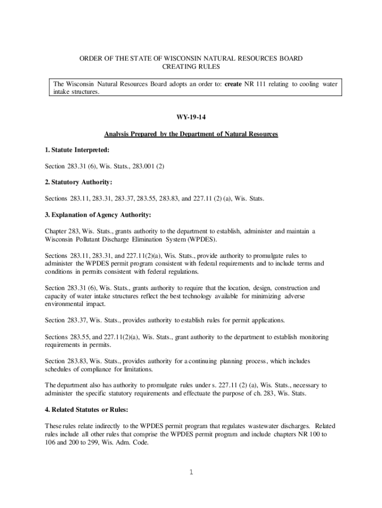 Fillable Online docs legis wisconsin Final - Board Order WY-19-14. Board order template form ...