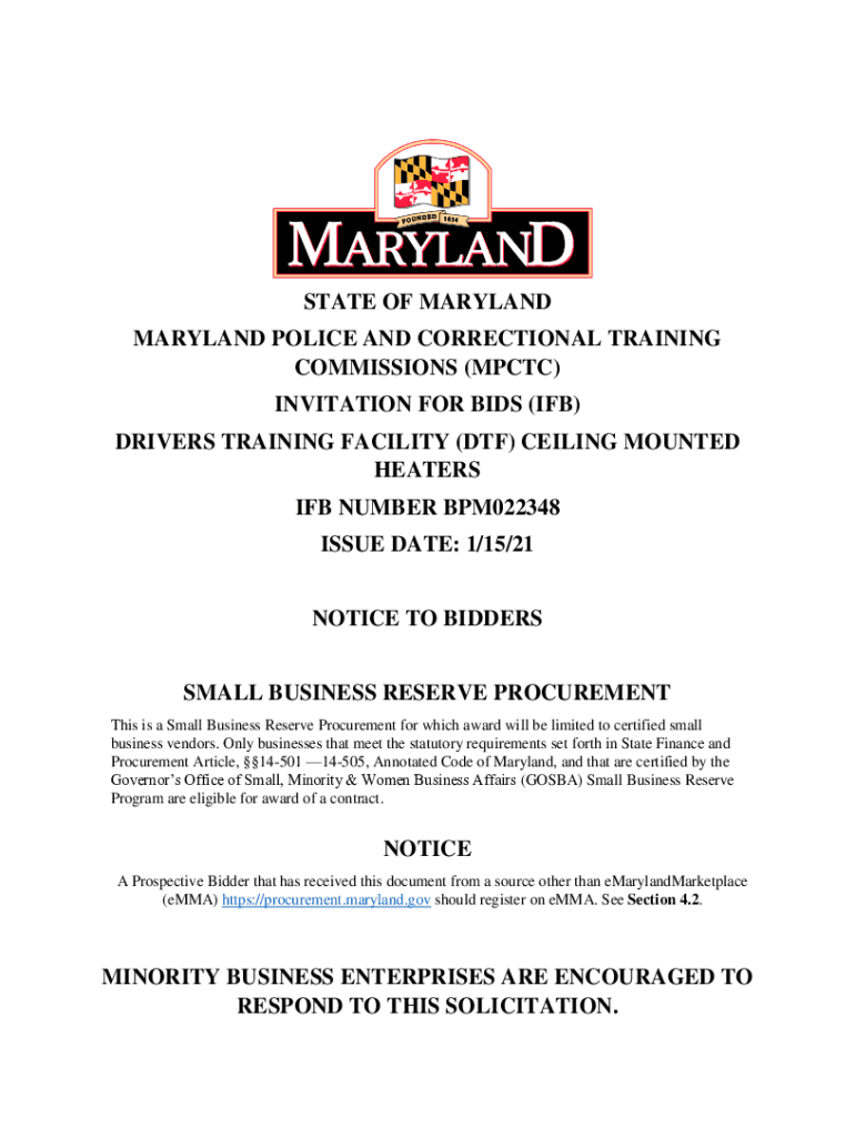 Fillable Online Bid Notification - police and correctional training Fax ...