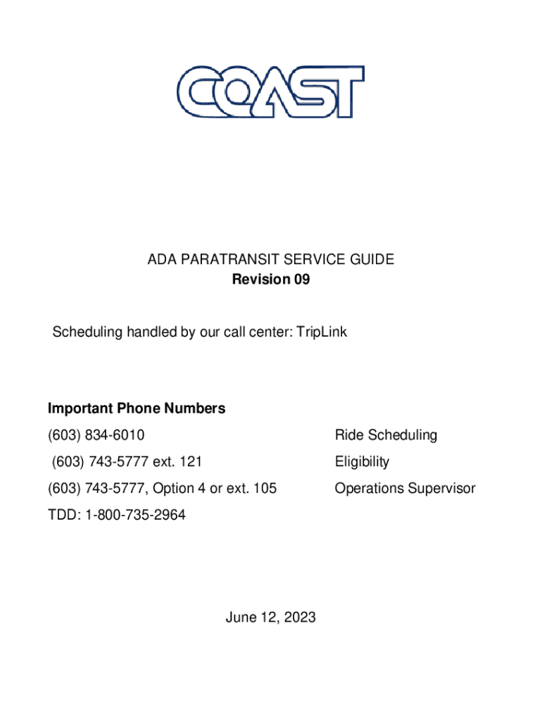 Fillable Online ADA Complementary Paratransit Requirements Fax Email ...