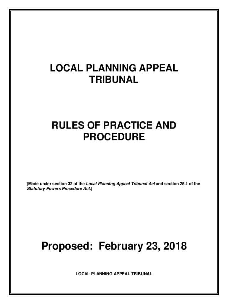 Fillable Online Local Planning Appeal Tribunal Rules of Practice and ...