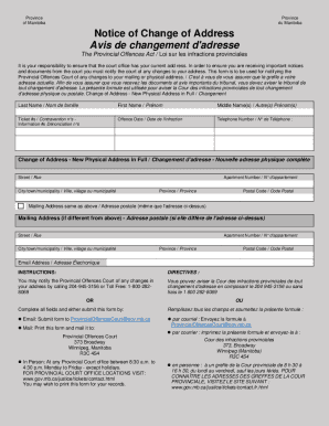 Fillable Online Notice of Change of Address Avis de changement d'adresse Fax Email Print - pdfFiller