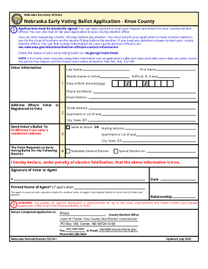 Fillable Online co knox ne Sample Ballot Continue voting on back of ...