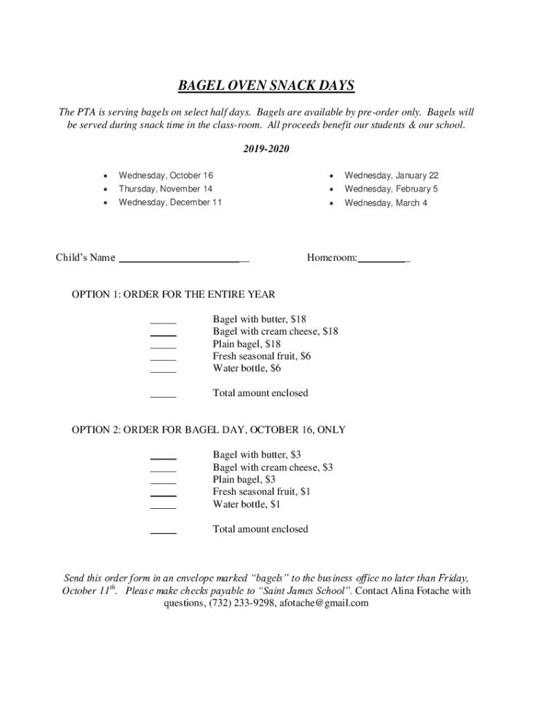 Fillable Online Bagel Form Fax Email Print - pdfFiller