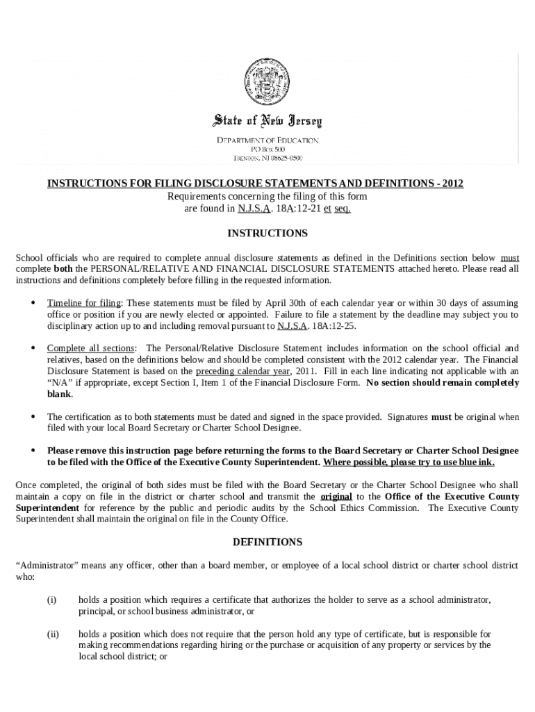 Instructions For Filing Disclosure Statements - 2020 Doc Template ...