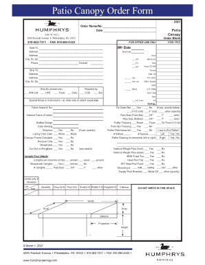 Fillable Online Patio Canopy Order Form Fax Email Print - pdfFiller