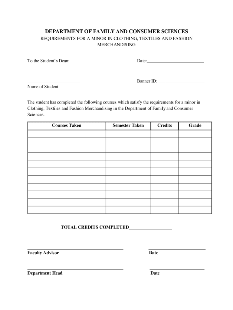 Fillable Online DEPARTMENT OF TEXTILE AND APPAREL MANAGEMENT ... Fax Email Print - pdfFiller