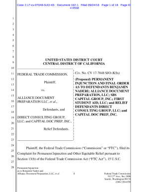 Fillable Online (Proposed) Permanent Injunction and Final Order as to ...
