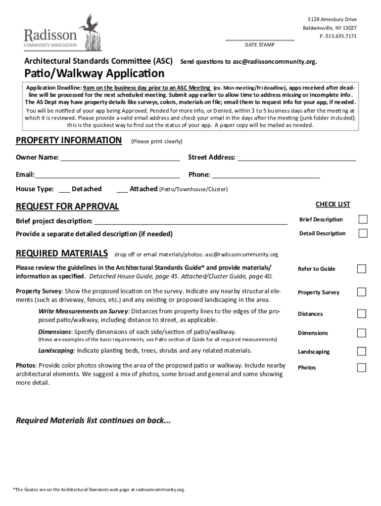 Fillable Online Radisson Community Association - Radisson HOA - Login ...