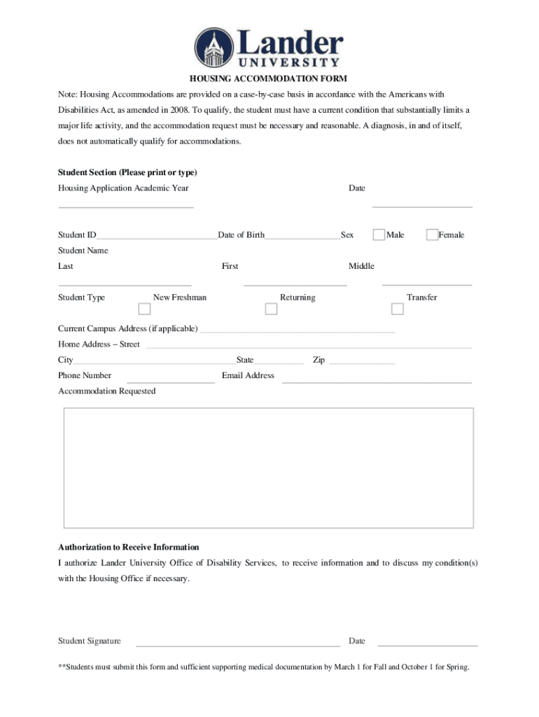 Fillable Online housing accommodation form Fax Email Print - pdfFiller
