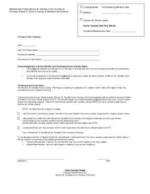 Fillable Online Honor Society Pledge and Registration form.docx Fax ...