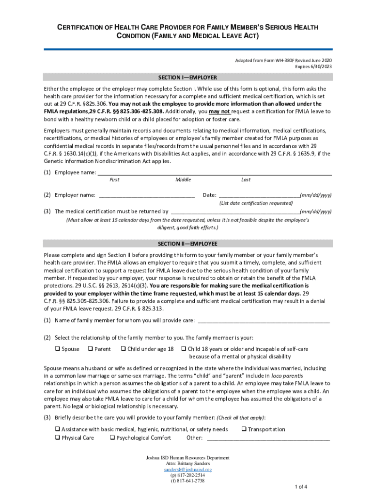 Fillable Online Fmla medical certification form 2023 Fax Email Print - pdfFiller