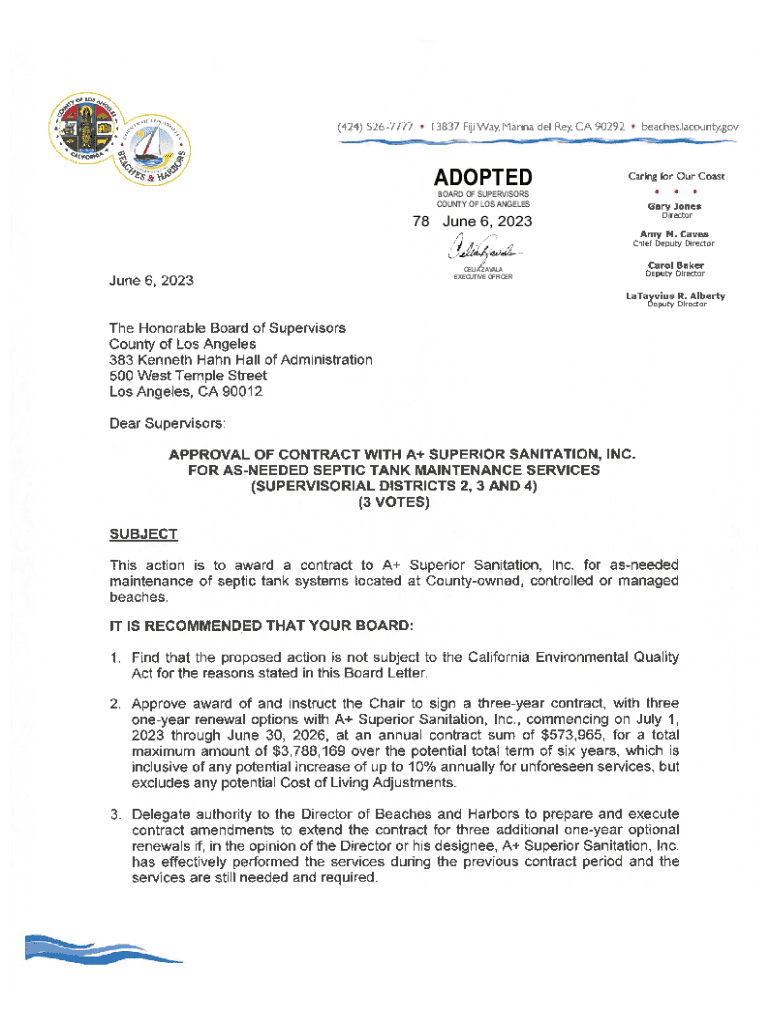 Fillable Online file lacounty Sample Contract, As-Needed Septic Tank ...