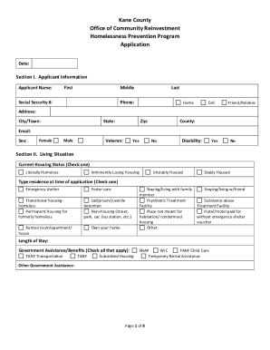 Fillable Online Kane County Homeless Prevention Program Application ...