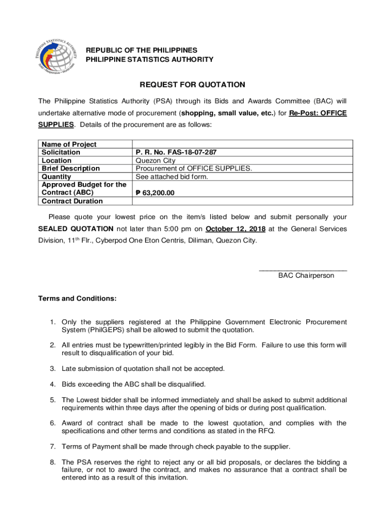 Fillable Online Philippine Statistics Authority REQUEST ... - PSA ...