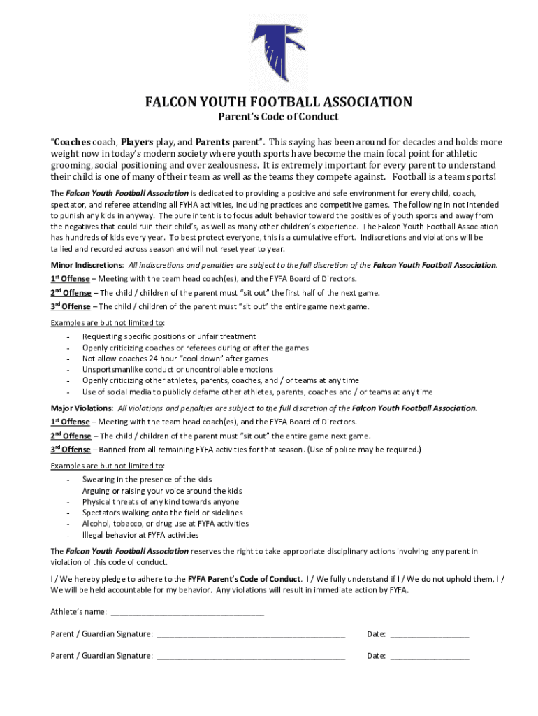 Fillable Online Youth football parents need to realize when playing ...